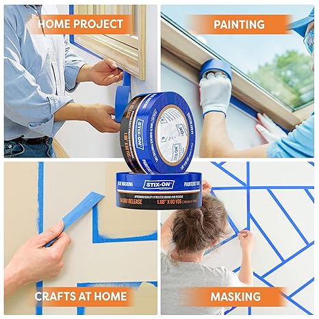 Painters Tape 1.5 inch Wide, 24 Roll Painting Tape, Blue Masking Tape ...